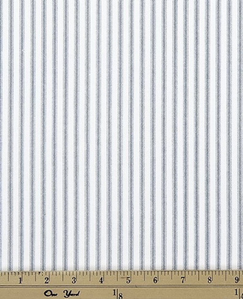 Navy Blue & White Ticking Stripe Fabric, Designer Striped Drapery ...