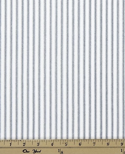 Navy Blue & White Ticking Stripe Fabric, Designer Striped Drapery ...