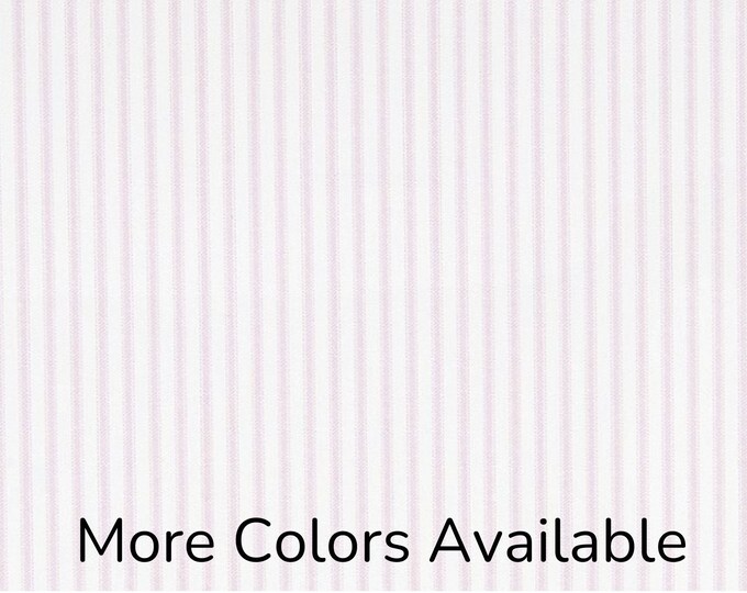 Light Pink & White Ticking Stripe Fabric, Bella Pink, Striped Drapery ...