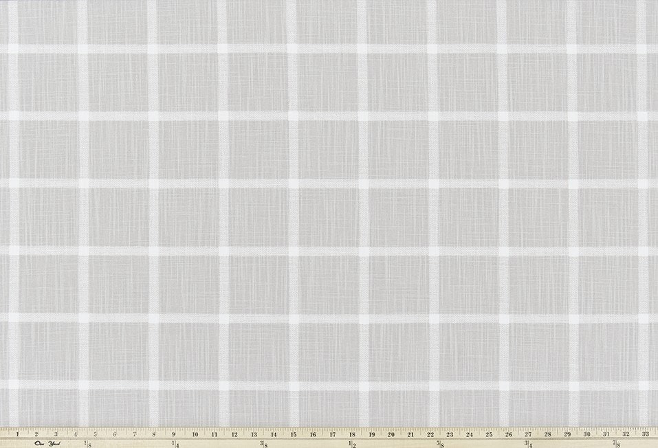 Gray Windowpane Plaid Upholstery Fabric, Light Grey & White Check ...