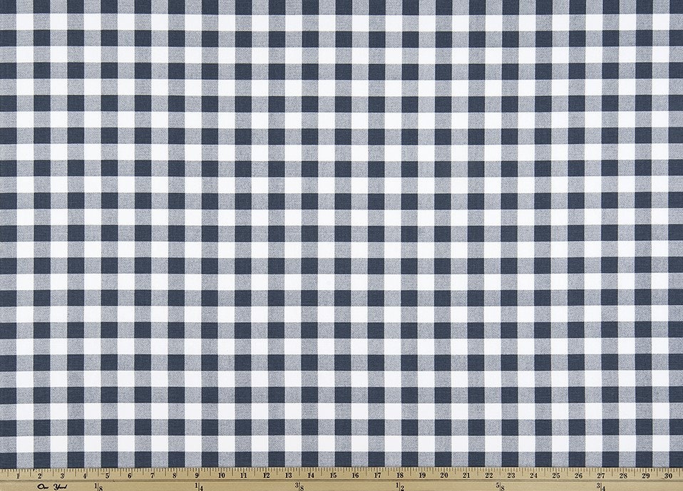 Navy Blue Gingham Fabric, Premier Prints Navy Blue Plaid Fabric, Small ...