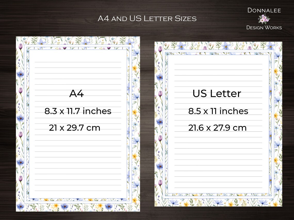 Wildflower Border Printable Stationery, Letter Writing Digital Paper ...