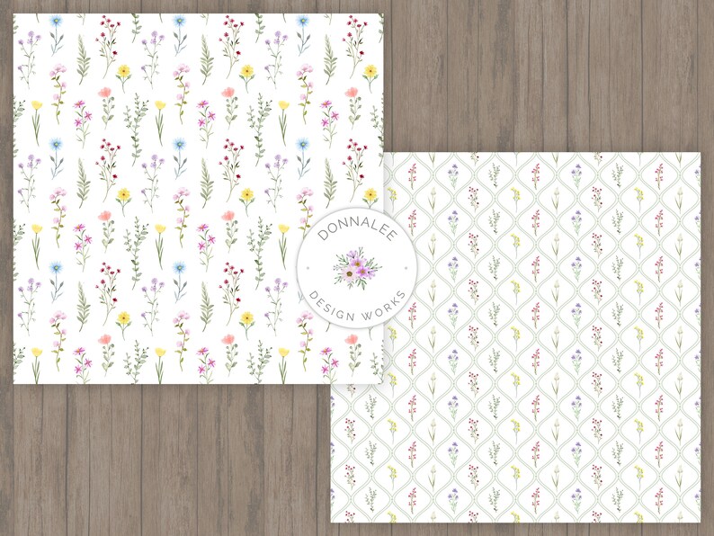 Wildflower Floral Design Printable Digital Paper Seamless Patterns ...