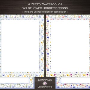 Wildflower Border Printable Stationery, Letter Writing Digital Paper ...