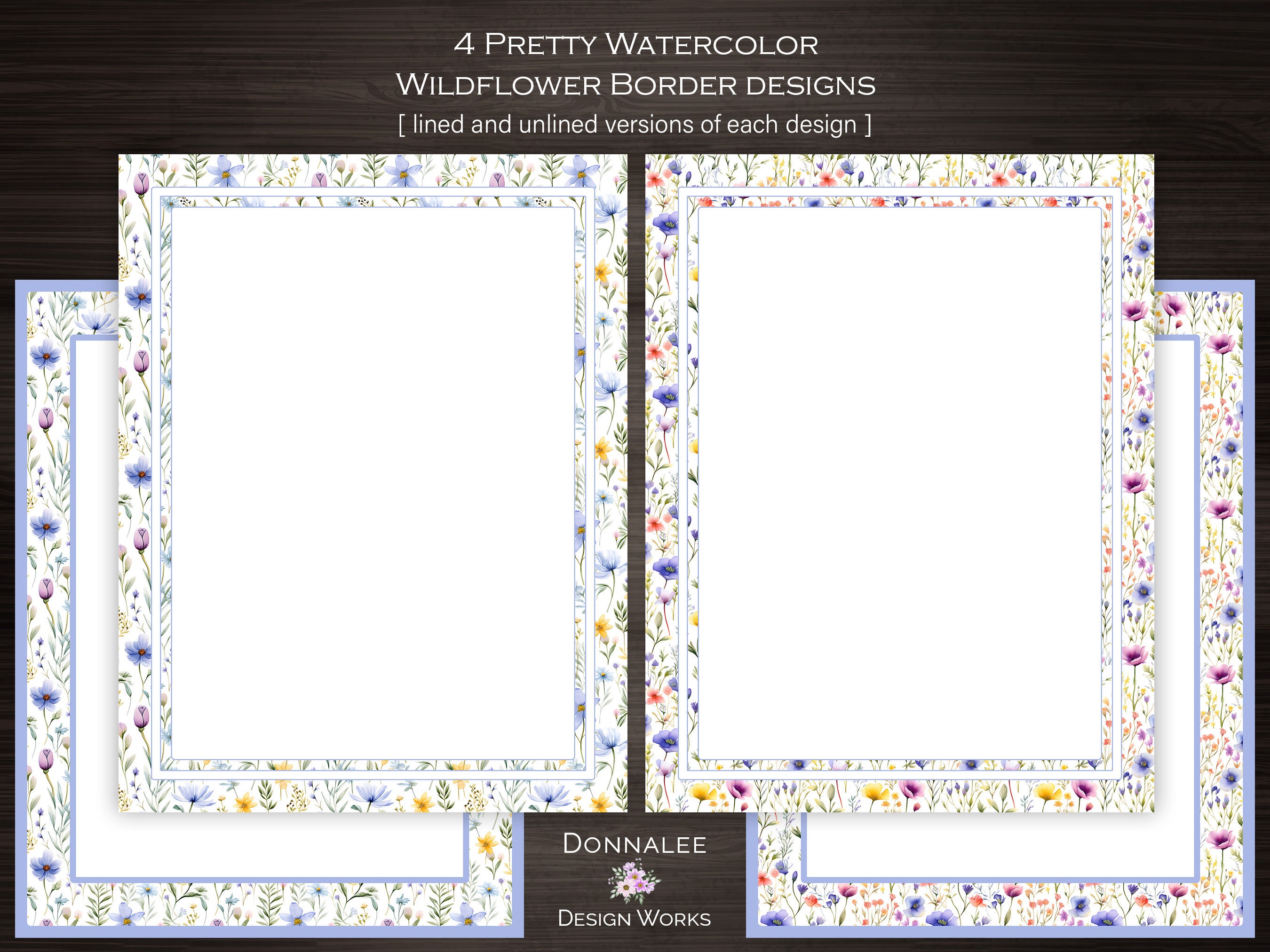 Wildflower Border Printable Stationery Letter Writing Digital - Etsy