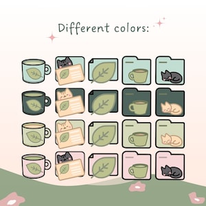 Matcha Cat Desktop Icons: 80+ Green Boho Folder Icons (PNG & ICO) - Etsy