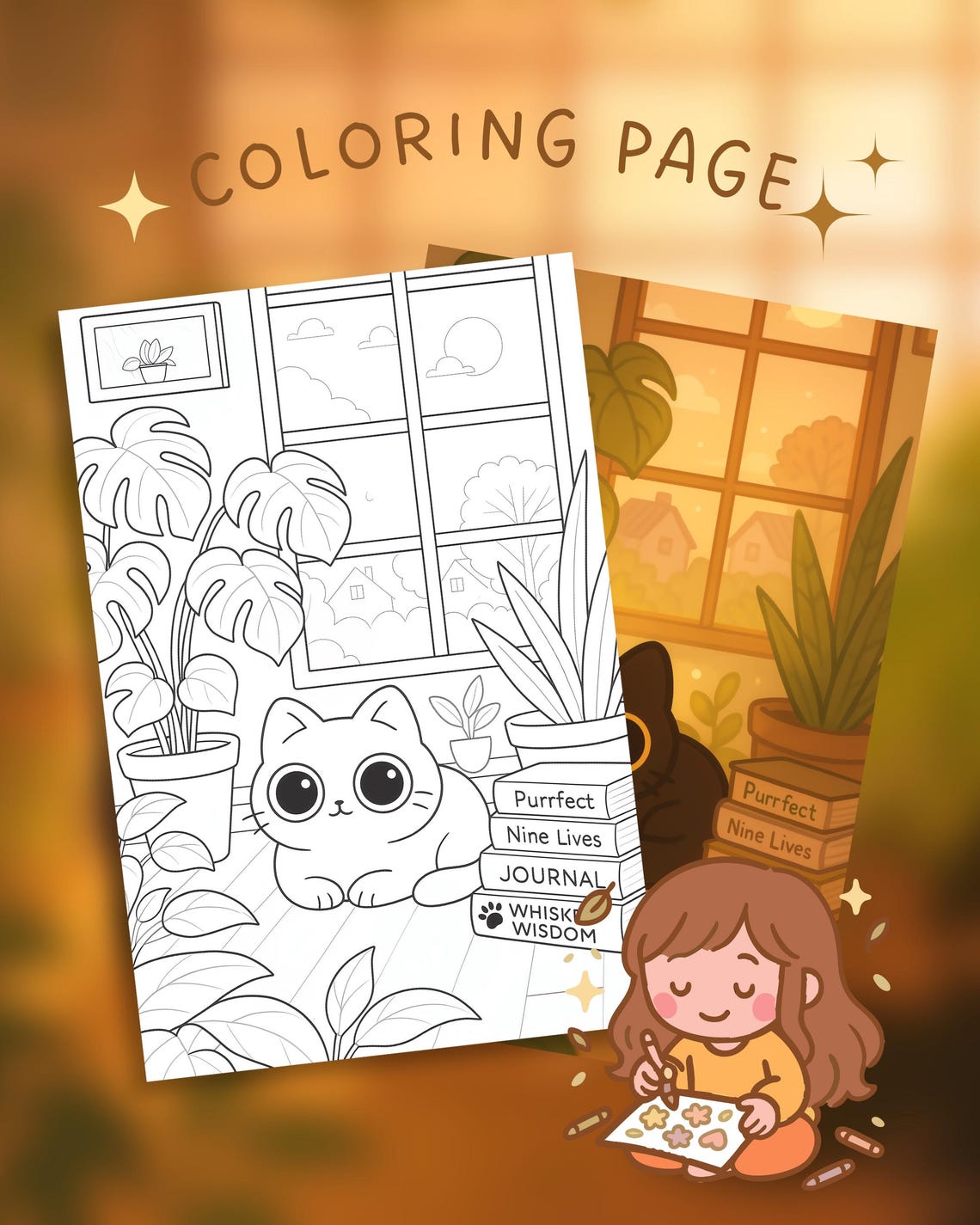 Sunset Reset Digital Care Package: Cat Journal, Wallpaper, Stickers ...