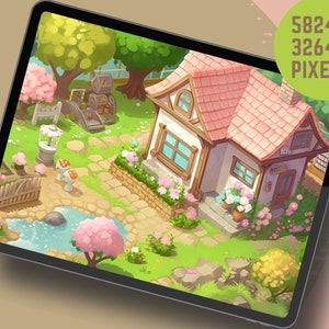 Kawaii Cottage Wallpaper: Pink Pastel Desktop & Phone Lock Screen ...