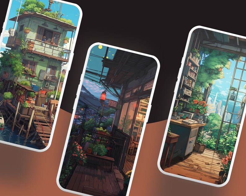 Studio Ghibli Inspired Anime Wallpaper Set: Cozy Interiors (digital ...