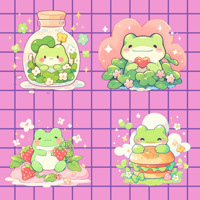 Kawaii Frog Clipart: Manga Animal PNG, SVG (commercial Use) - Etsy