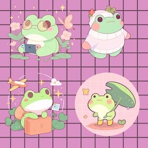 Kawaii Frog Clipart: Manga Anime Stickers (PNG Digital Download) - Etsy