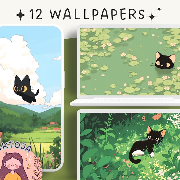 Ghibli Cat Wallpaper - Etsy