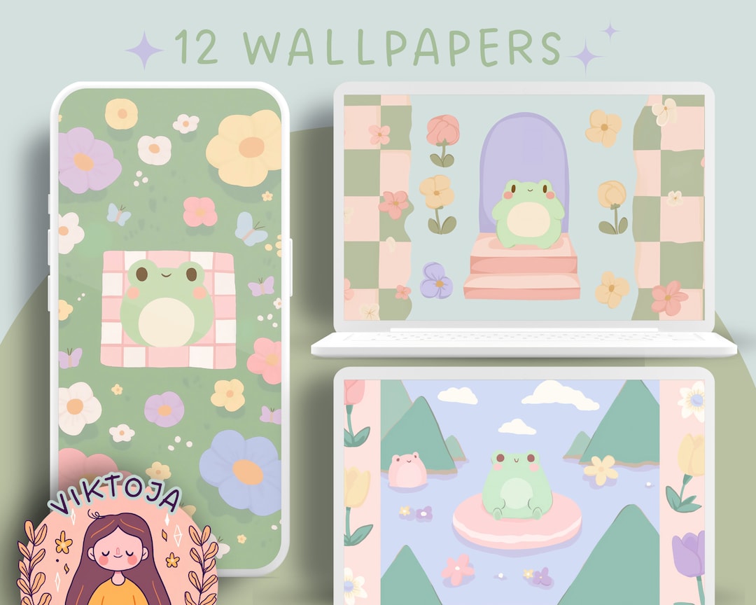 Pastel Frogs Wallpaper Pastel Wallpaper Pink Desktop Wallpaper Cute ...