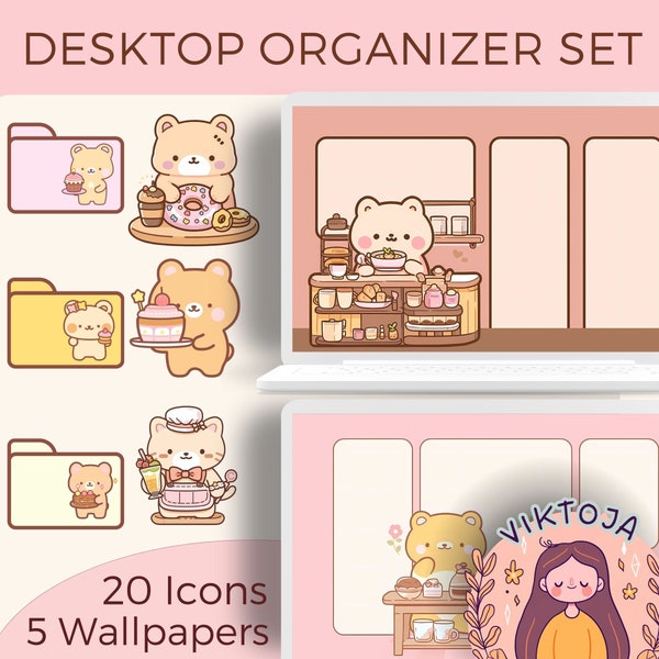 Cute Desktop Wallpaper Organizer - Etsy