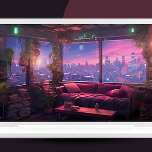 Lofi Wallpaper Skyline Wallpaper Lofi Twitch Overlay Lofi Room Ios ...