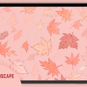 Autumn Leaves Wallpaper Set: Pink Pastel Desktop Backgrounds (digital ...
