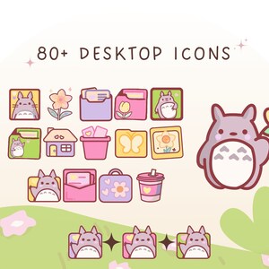Totoro Icons Desktop Cherry Blossom Icons Cozy Desktop Aesthetic ...