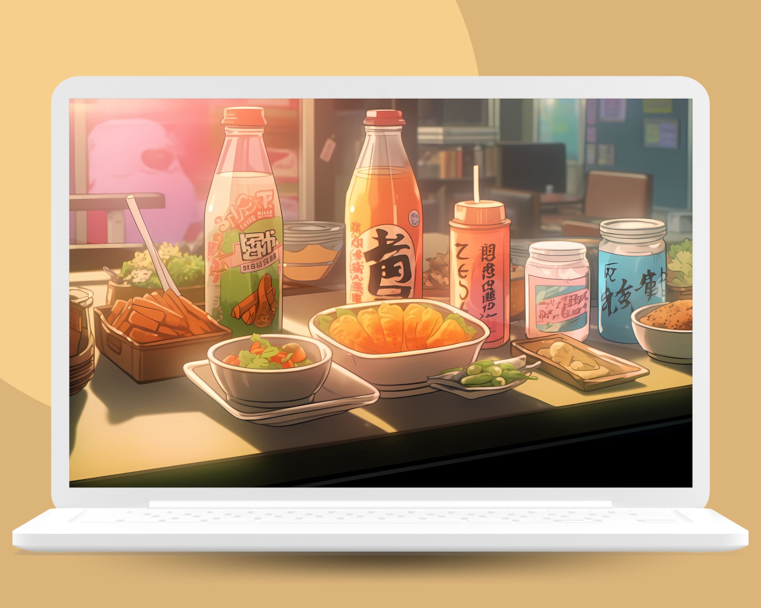 Anime Food Wallpaper Anims Wallpapers Anime Screensaver Cute - Etsy