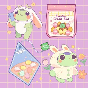 Kawaii Easter Frog PNG Stickers, Anime Chibi Clipart (digital Download ...