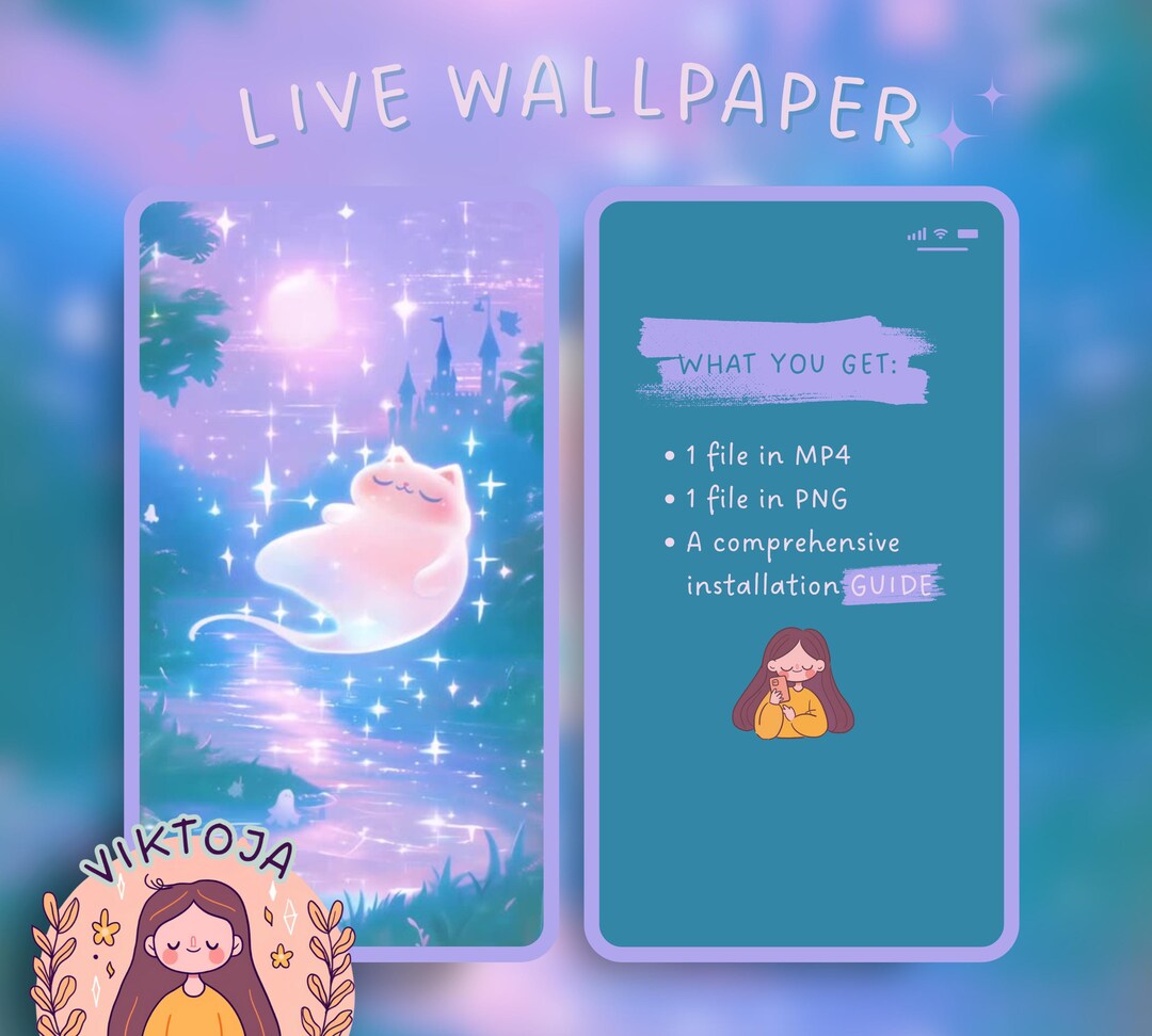 Sparkle Cat Live Wallpaper: Kawaii Hygge Ios/android (MP4 & PNG) - Etsy