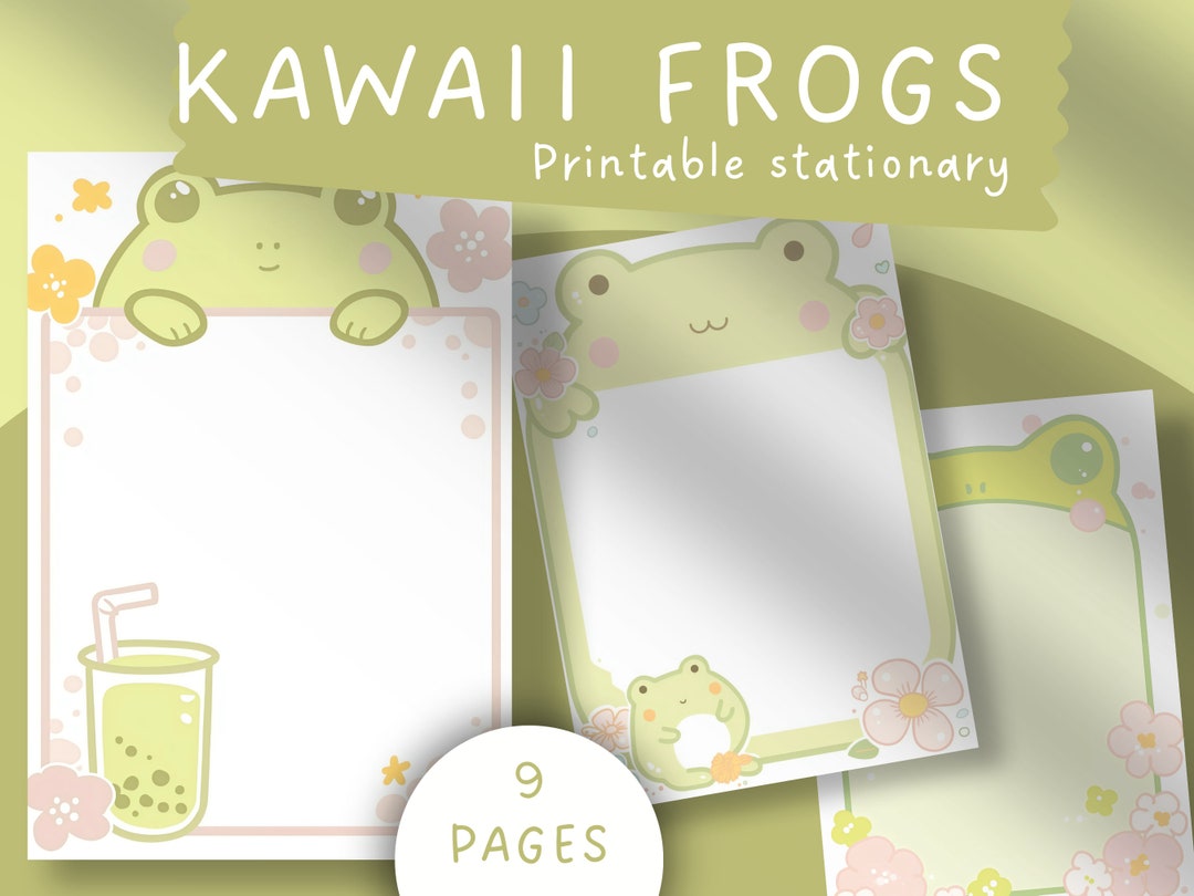 Kawaii Frogs Stationary Printable Kawaii Pages Pastel Lined Pages Cute ...