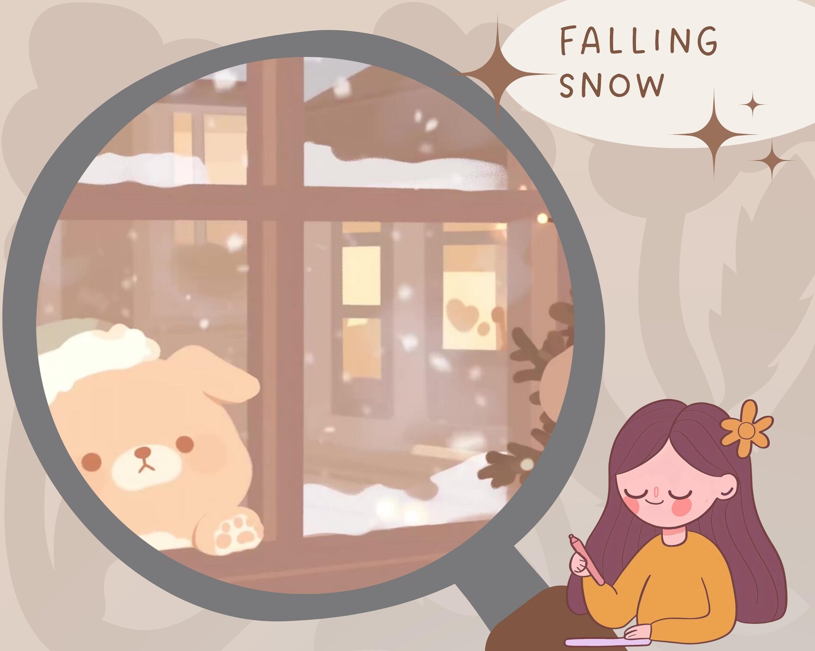 Winter Puppy Lofi Animated Vtuber Background: Cozy Stream Overlay (MP4 ...