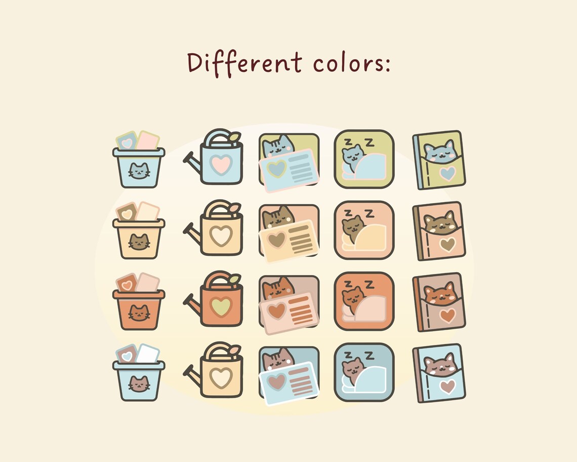 Cute Cats and Plants Icons Desktop Cats Icons Cozy Desktop Aesthetic ...