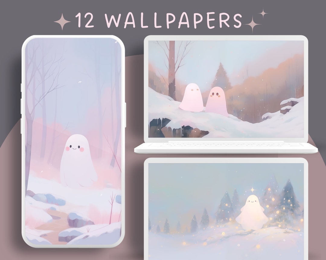 Winter Ghosts Wallpaper Winter Wallpaper Lofi Wallpaper - Etsy