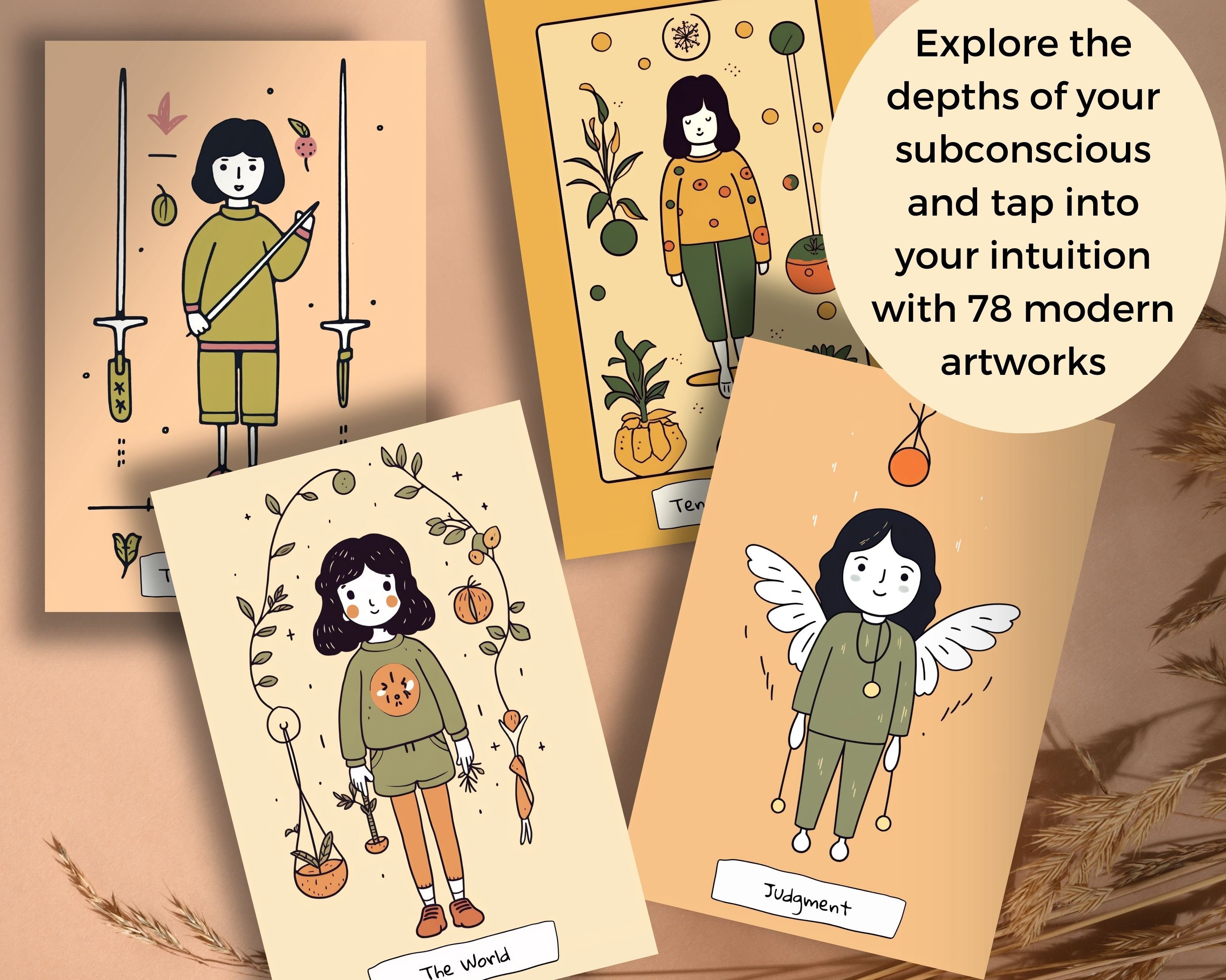78 Card Tarot Deck Printable Quirky 78 Cards Tarot Deck - Etsy