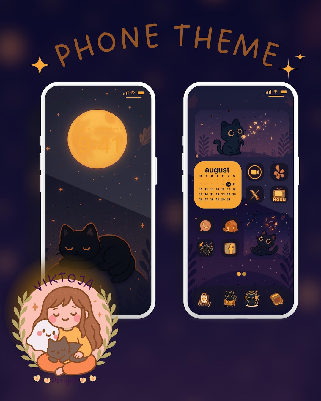 Inky Moon Phone Theme Ios Theme Android Theme Cute Phone Icons Ghost ...