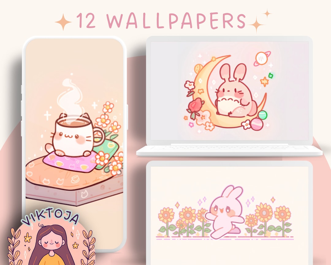Kawaii Cuties Wallpaper Flower Wallpaper Cozy Desktop Pastel iPad ...