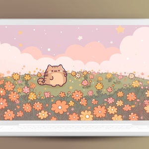 Flower Cats Wallpaper Pastel Wallpaper Pink Desktop Wallpaper Cute ...