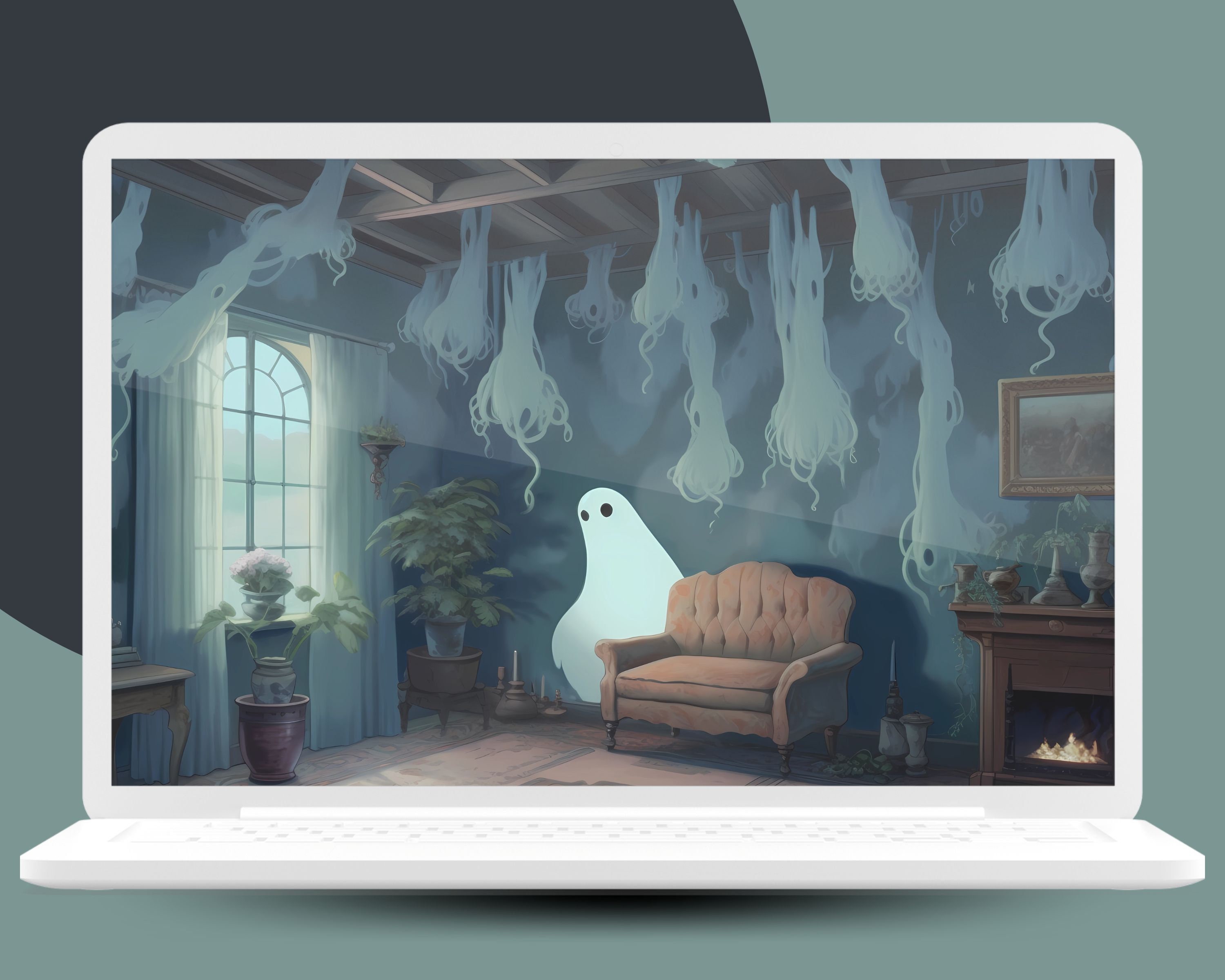 Ghost Wallpaper Halloween Screensaver Spooky Desktop Wallpaper - Etsy