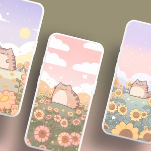 Flower Cats Wallpaper Pastel Wallpaper Pink Desktop Wallpaper Cute ...