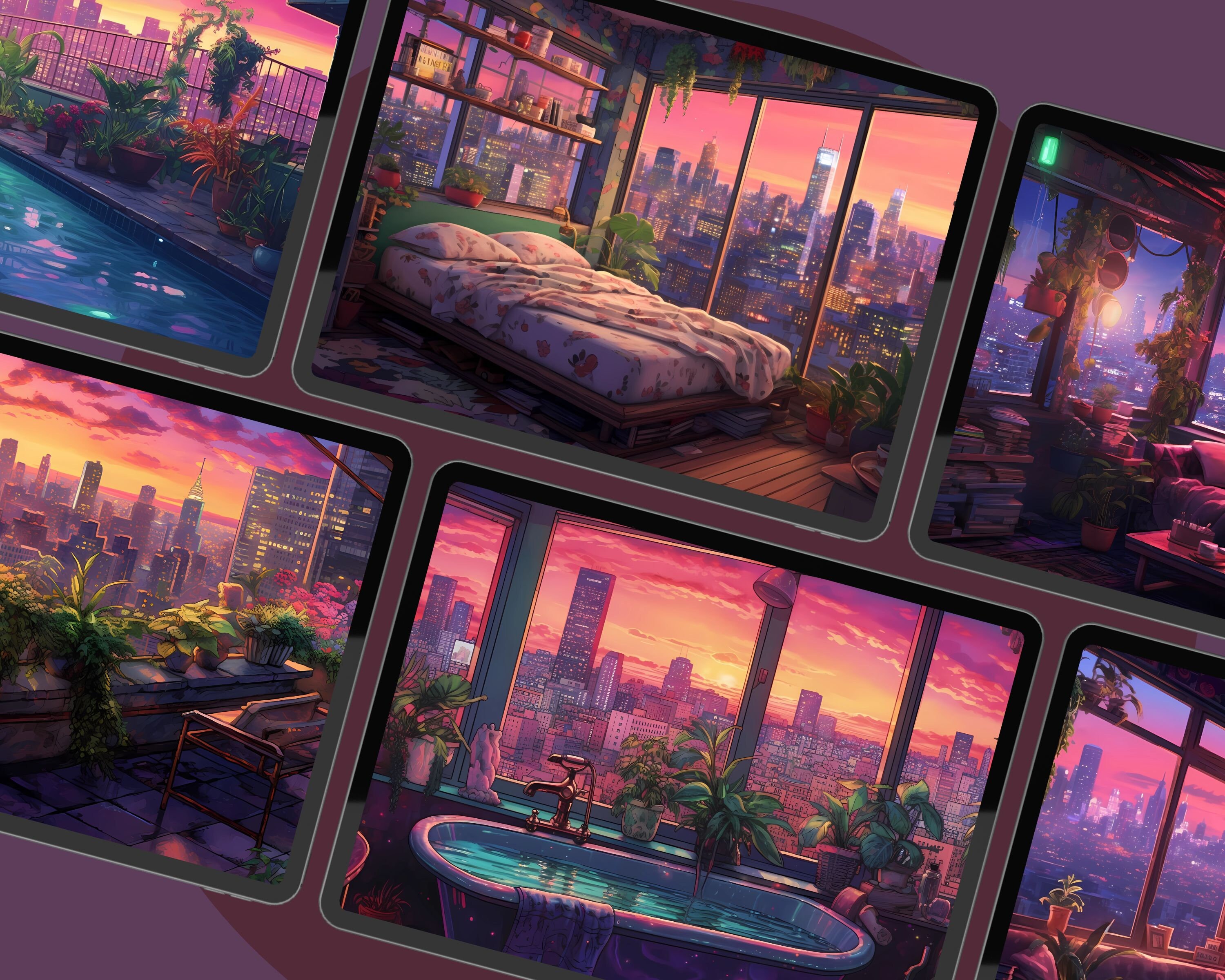 Lofi Wallpaper Skyline Wallpaper Lofi Twitch Overlay Lofi Room - Etsy UK