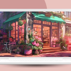 Cozy Shops Wallpaper Pastel Wallpaper Pink Desktop Wallpaper Lofi ...