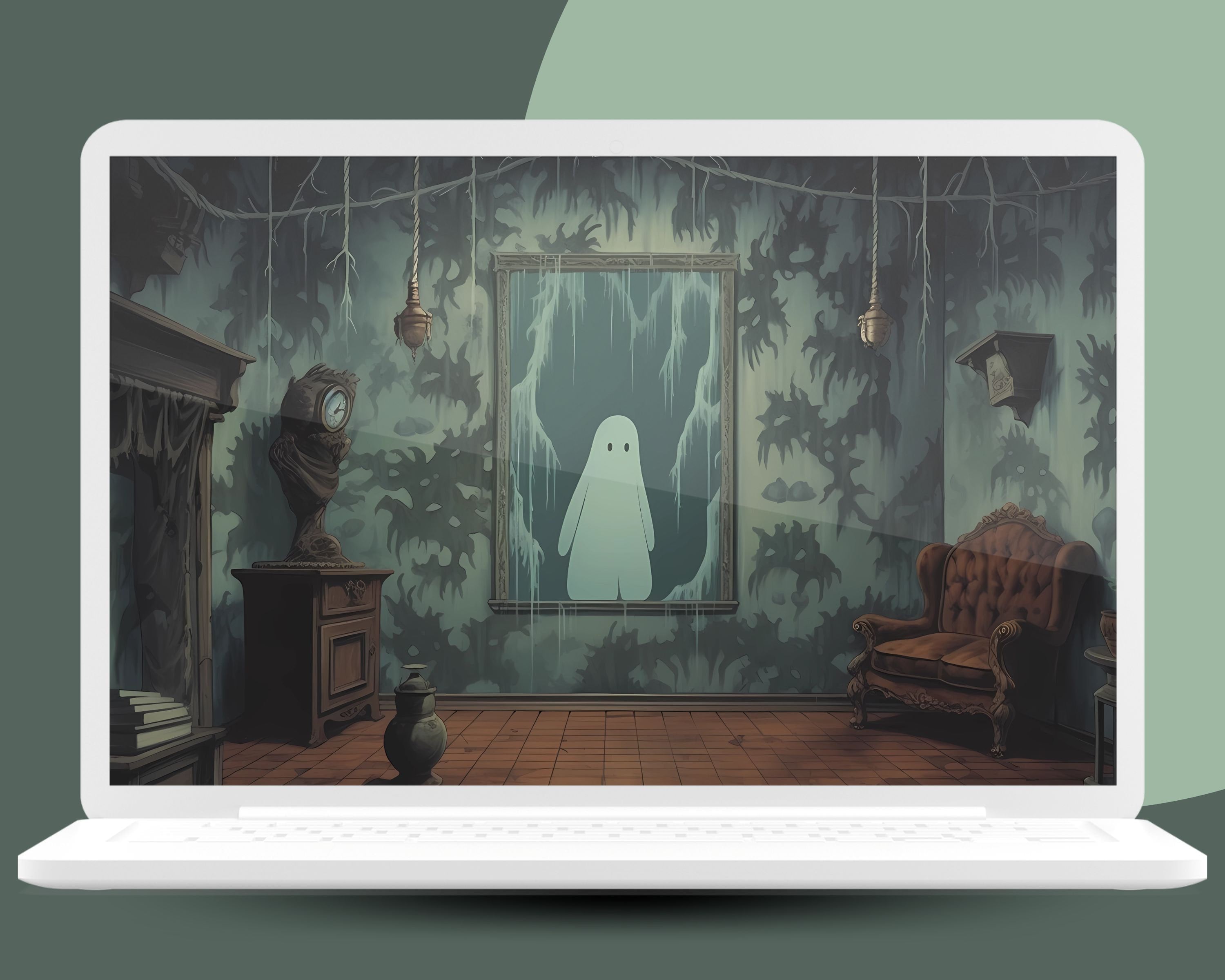 Ghost Wallpaper Halloween Screensaver Spooky Desktop Wallpaper - Etsy