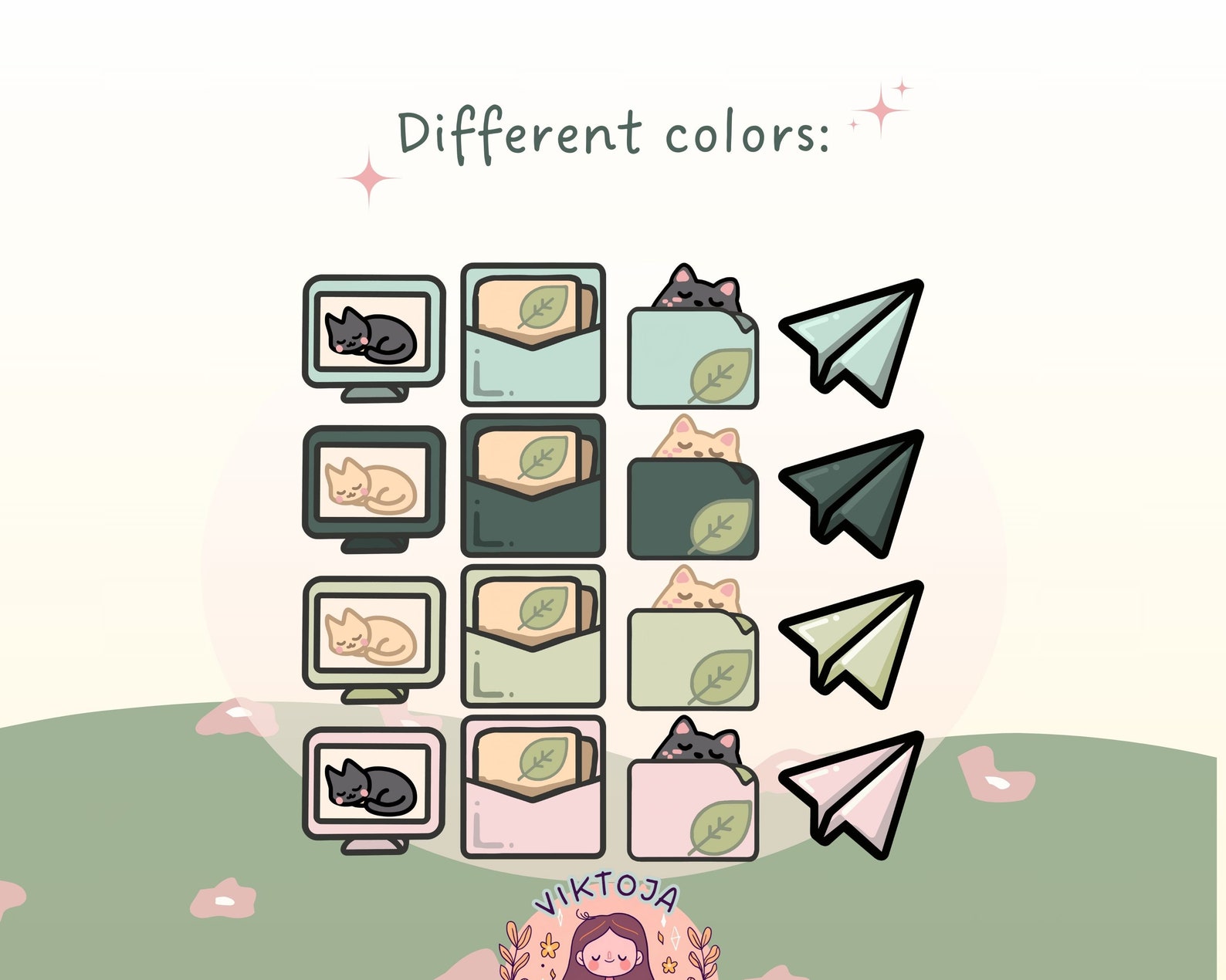 Matcha Cat Desktop Wallpaper Bundle, Kawaii Icons (digital Download) - Etsy