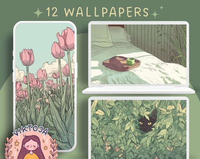 Matcha Green Lofi Wallpaper Cute Wallpapers Cat Wallpaper Anime Wallpaper Tulip Kawaii ...