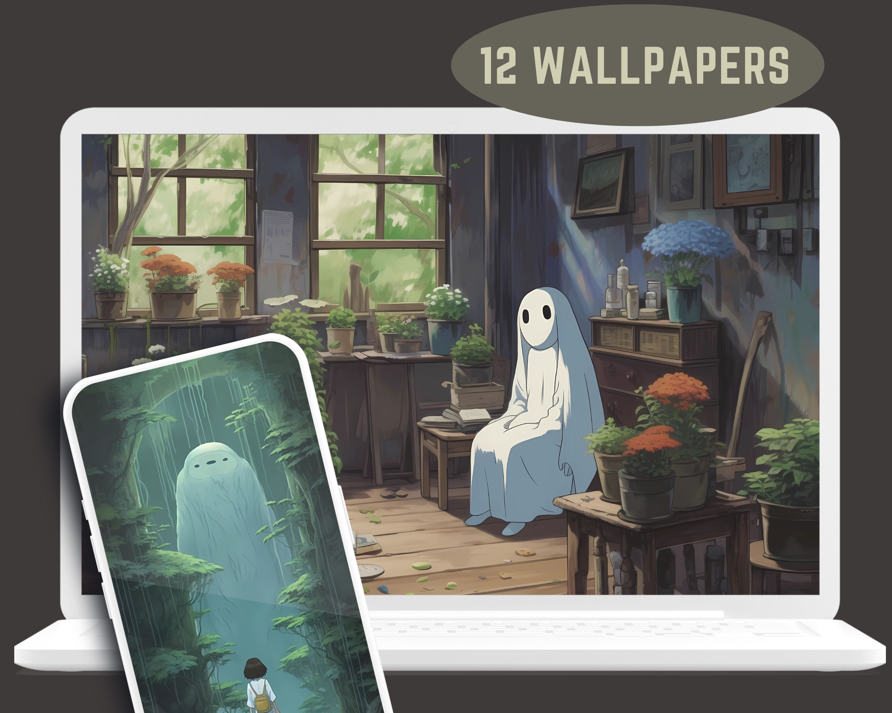Ghost Wallpaper Halloween Screensaver Spooky Desktop Wallpaper - Etsy