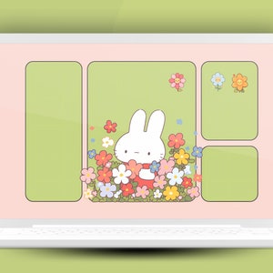 Kawaii Flower Desktop Organizer Set Cozy Wallpaper Bundle Floral Icons ...