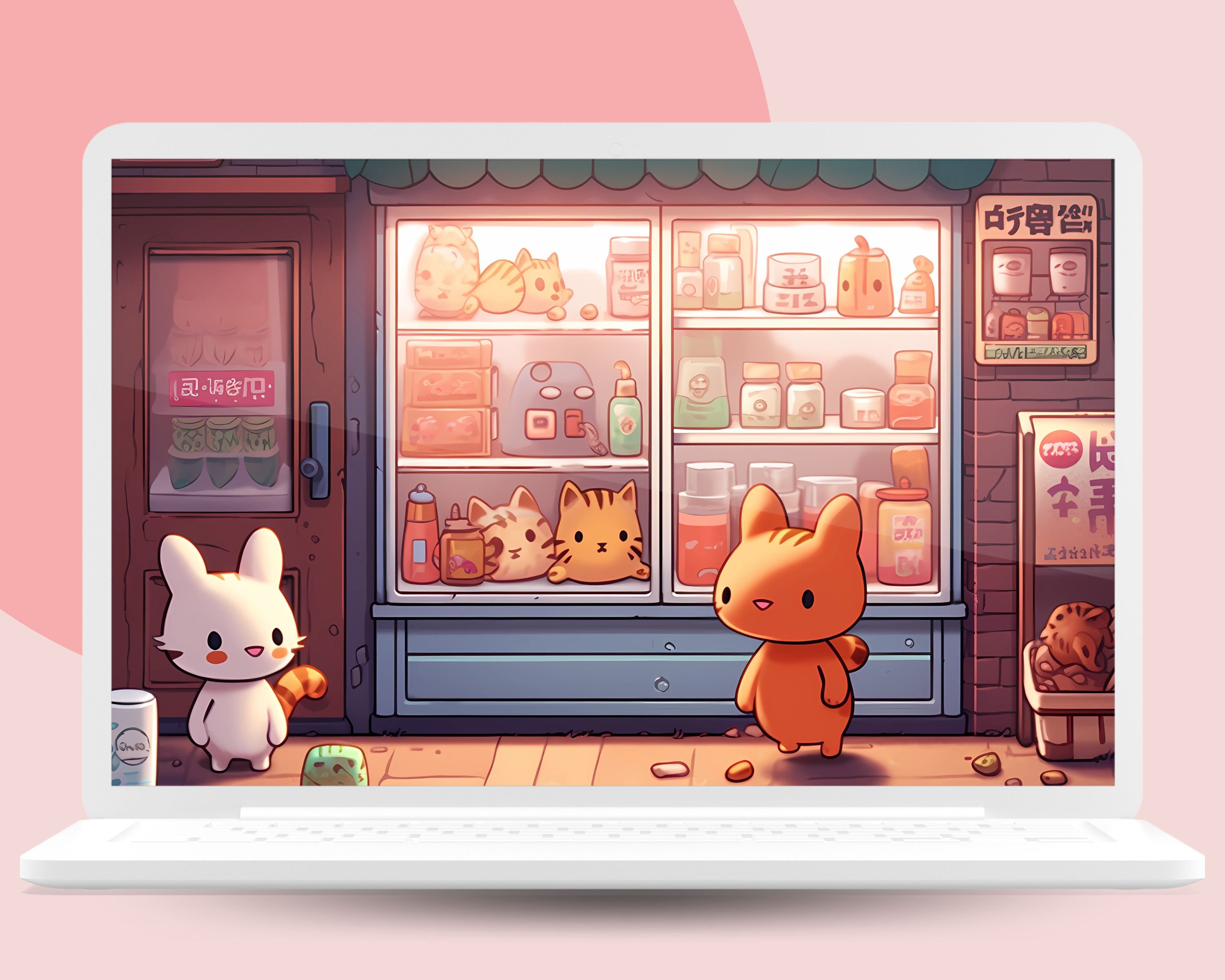 Cozy Cat Wallpaper Pastel Wallpaper Lofi Desktop Wallpaper - Etsy