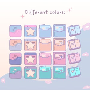Dreamy Pastel Icons Cozy Desktop Aesthetic Desktop Moon Flower Icons ...