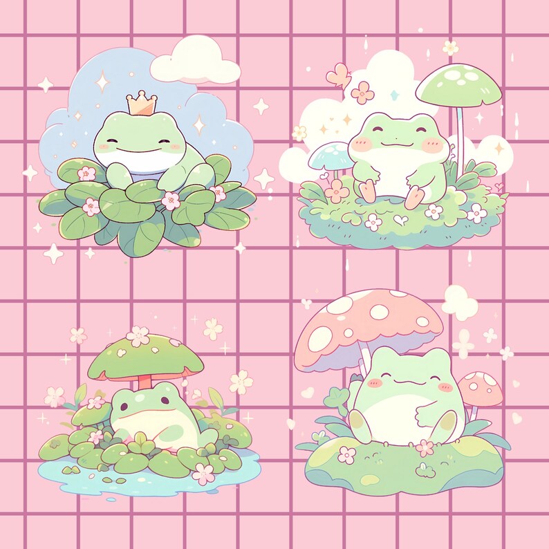 Buy Kawaii Frog Clipart: Manga Animal PNG, SVG (commercial Use) Online ...