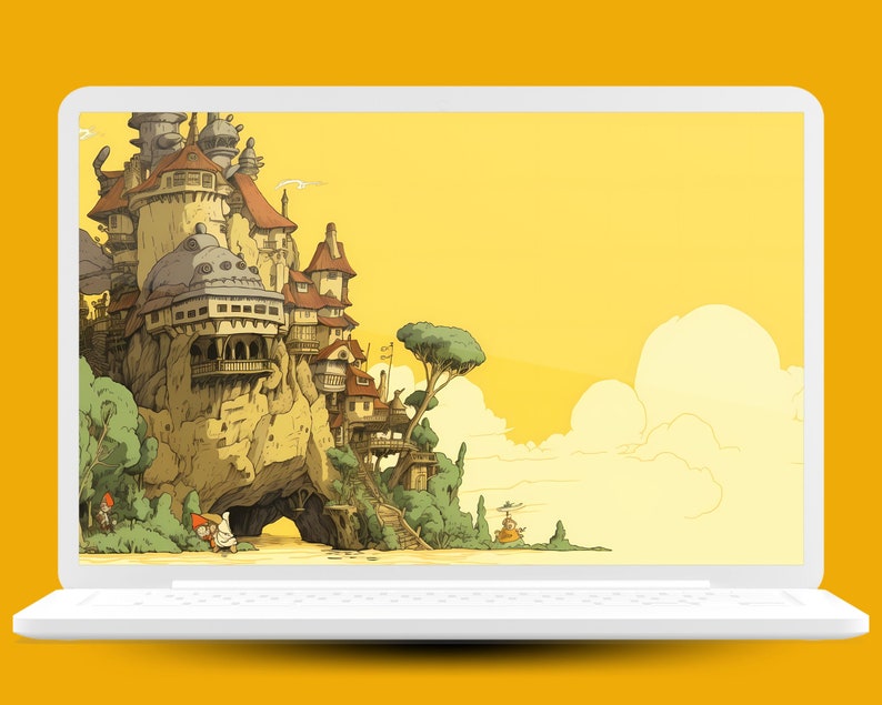 Studio Ghibli Inspired Yellow Wallpaper Bundle: 12 Digital - Etsy