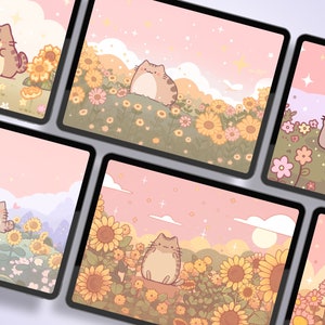 Flower Cats Wallpaper Pastel Wallpaper Pink Desktop Wallpaper Cute ...