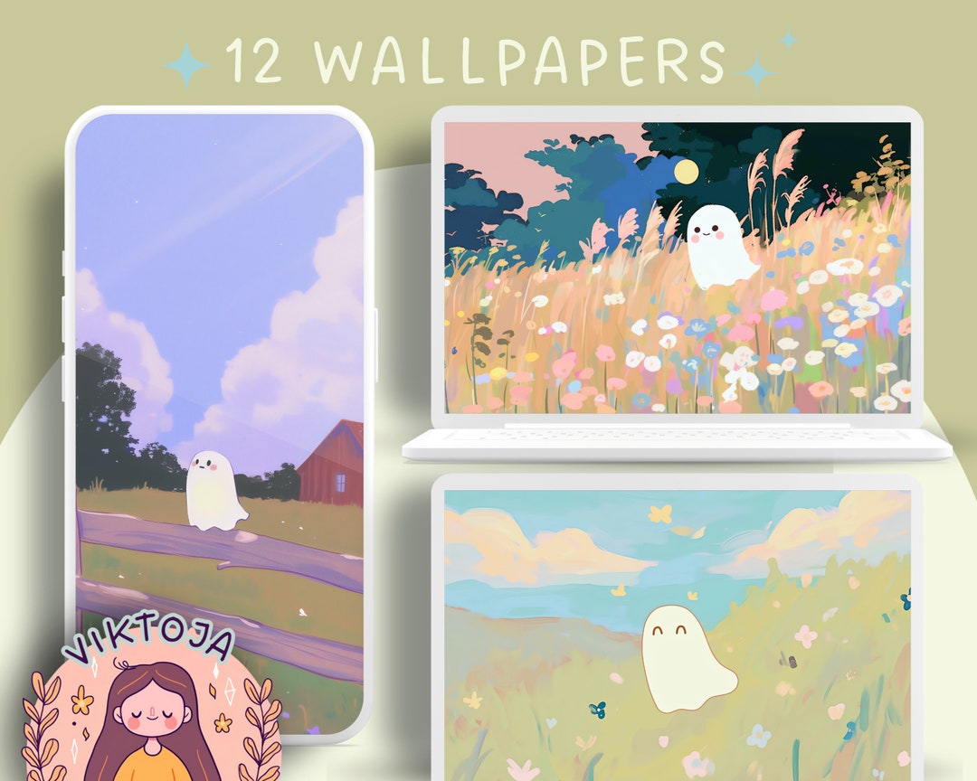 Ghostie Cute Ghosts Wallpaper Halloween Wallpaper Lofi Wallpaper Plants ...