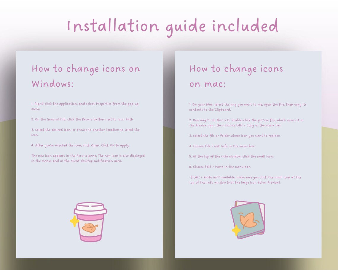 Pastel Ghost Desktop Icons, Kawaii Pc/mac Theme (80 PNG + ICO) (digital ...