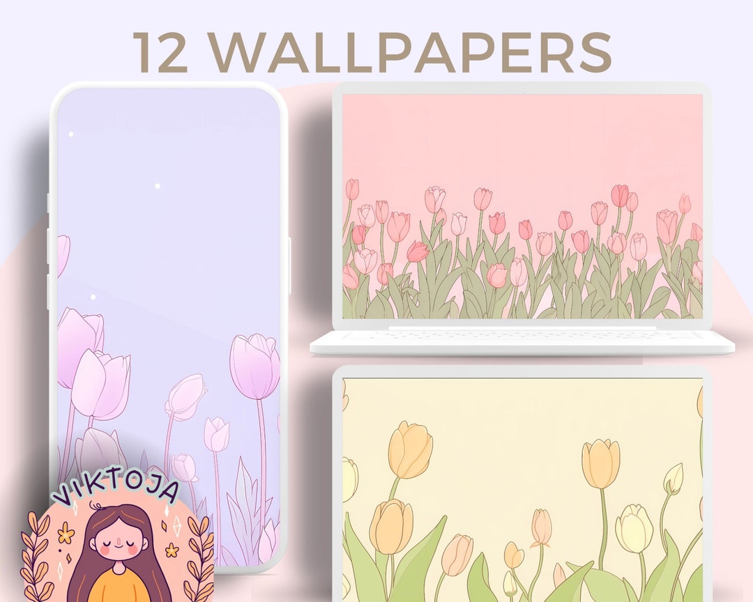 Cute Tulip Pastel Wallpaper Minimal Wallpaper Lofi Wallpaper Simple ...