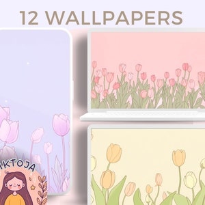 Cute Tulip Pastel Wallpaper Minimal Wallpaper Lofi Wallpaper Simple ...